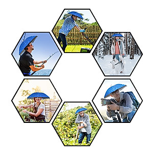 NEW-Vi Umbrella Hat, 25 inch Hands Free Umbrella Cap for Adults and Kids, Fishing Golf Gardening Sunshade Outdoor Headwear