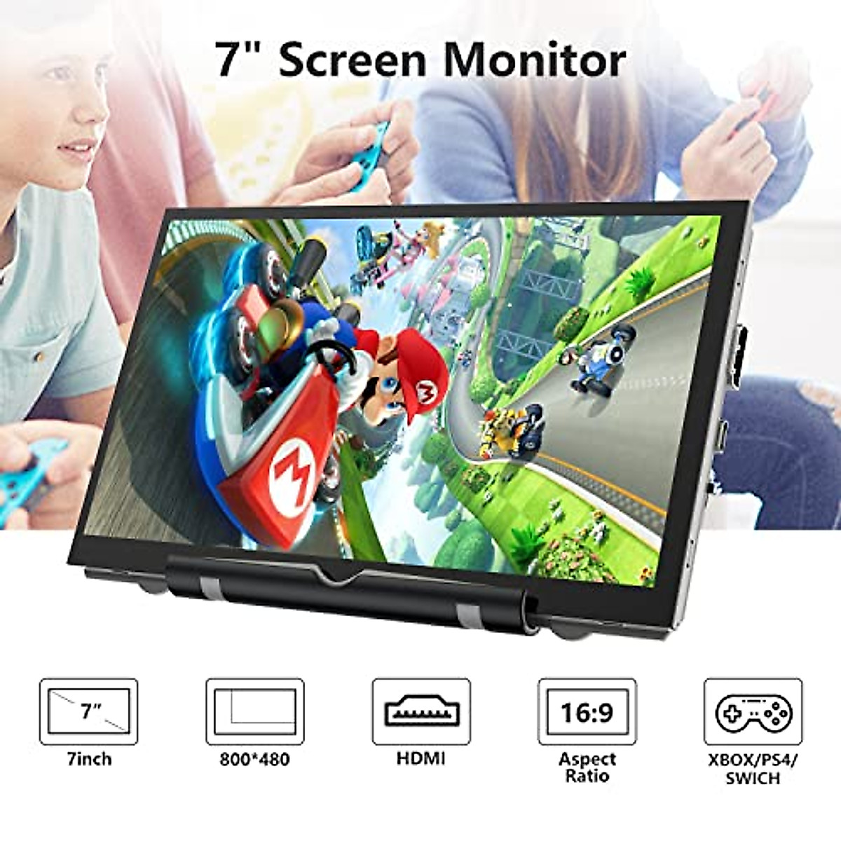 HAMTYSAN Raspberry Pi Screen, 7 Inch Portable Monitor External Display 800x480 IPS Screen Small HDMI Monitor for Raspberry Pi 400/4/3/2/Zero/B/B+ Jetson Nano Win11/10/8/7 (Non-Touch)