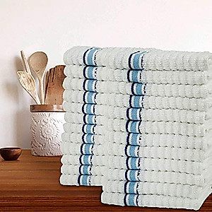 Bliss Casa White Washcloths Set (12 x 12 Inch, 48 Pack) – 100% Cotton Washcloths for Face, Highly Absorbent Soft Face Towels, and Quick Drying Fingertip Towels for Daily Use (Blue)