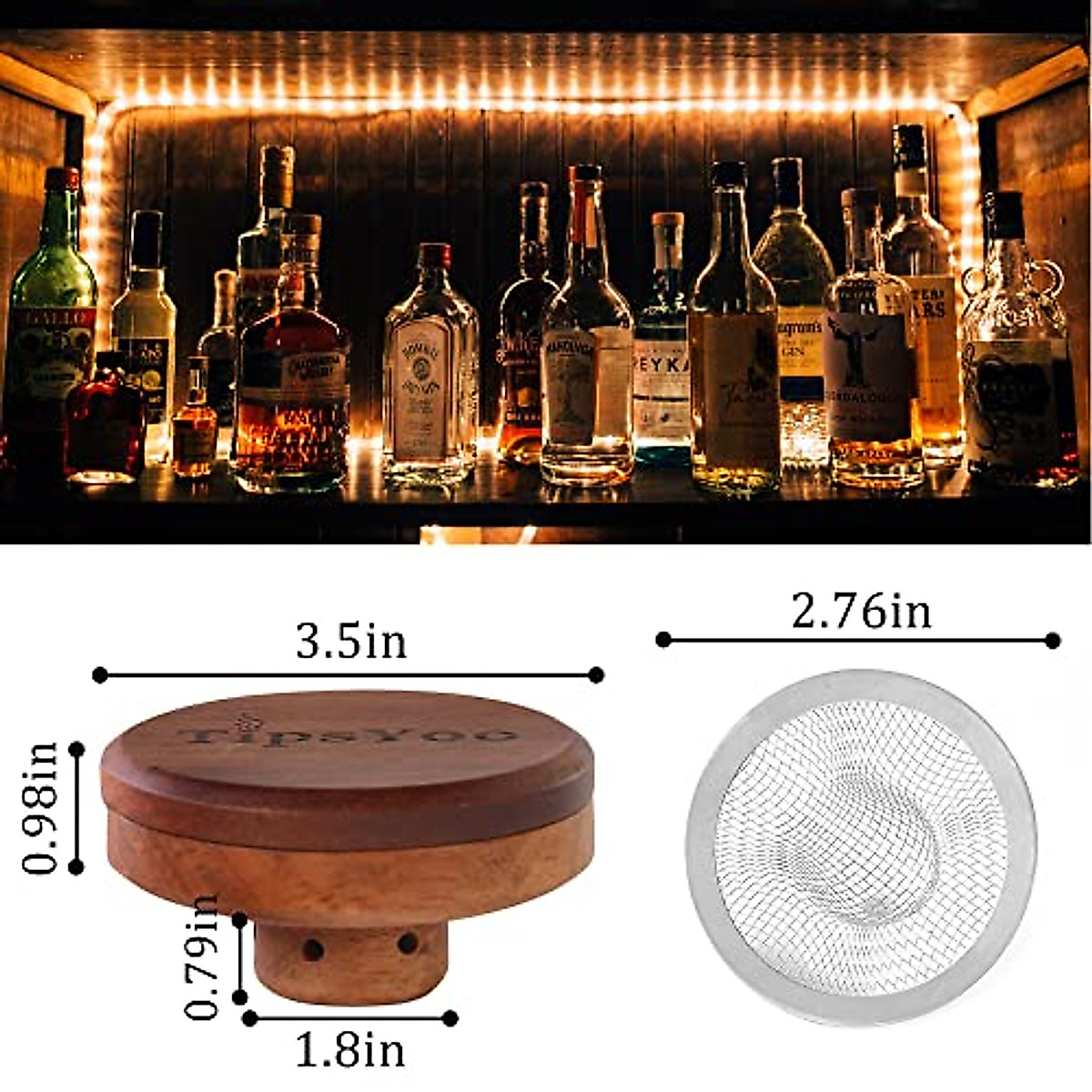 Tipsyoo Cocktail Smoker Kit with Torch Drink Smoker Old Fashioned Smoker Kit for Whiskey Bourbon Wine 4 Flavors Wood Chips Cherry Pecan Apple Oak Glass Infuser Kit Household Party Gifts for Men (No Butane)