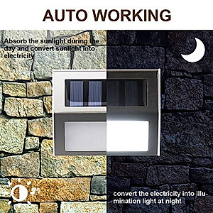 GIGALUMI 6 Pack Solar Deck Lights,3 LED Solar Stair Lights Outdoor LED Step Lighting Stainless Steel Waterproof Led Solar Lights for Step,Stairs,Pathway,Walkway,Garden-(Cold White)