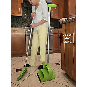 PortoTrash Broom and Dustpan Set for Home, Angled Broom and Upright Dustpan with Extendable Poles, Long Handle Broom and Dustpan Set for Kitchen, Portable Dustpan Combo for Sweeping RV