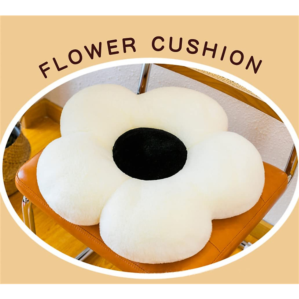 ELONEL Flower Pillow Cushion Cushion Sofa Cushion Living Room Window Decoration Tatami Bedroom futon Cushion Chair Cushion (35cm/13.7inch, White)