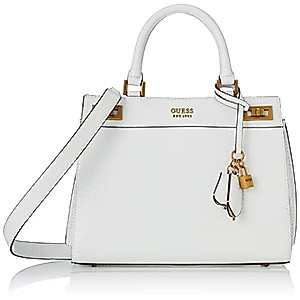 GUESS Womens Katey Croc Luxury Satchel, White, One Size US