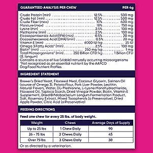 GoodGood Skin + Coat Dog Supplements; Supports Healthy Skin and a Shiny Coat; Chewable Soft Treats with Omega-3 Fatty Acids, and Vitamin E; Probiotics; 90 Natural Flavor Chews