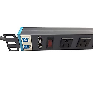 XYJMGN 8 Outlet Plugs Aluminum Heavy Duty Grey Metal Power Strip, Wall Mountable 15A 125V 1875W Power Outlet with Switch for Workshop Computer