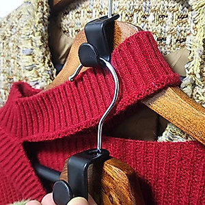 100 Pcs Space Saving Clothes Hanger Connector Hooks, Hanger Extender Clips, Cascading Hangers Hooks for Heavy Duty Closet Hanger Hooks, (Black) (100) Clothes Hanger Connector Hooks