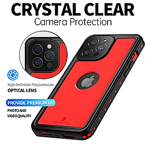BEASTEK Waterproof Case for iPhone 13 Pro Max, NRE Series Shockproof Dustproof Underwater IP68 with Built-in Screen Protector Anti-Scratch Protective Cover, for iPhone 13 Pro Max (6.7'') (Red)