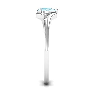 Rosec Jewels Natural Sky Blue Topaz Solitaire Engagement Ring, AAA Quality, Certified Topaz Bypass Ring - Ready to Gift, 14K White Gold, Size:US 4.00