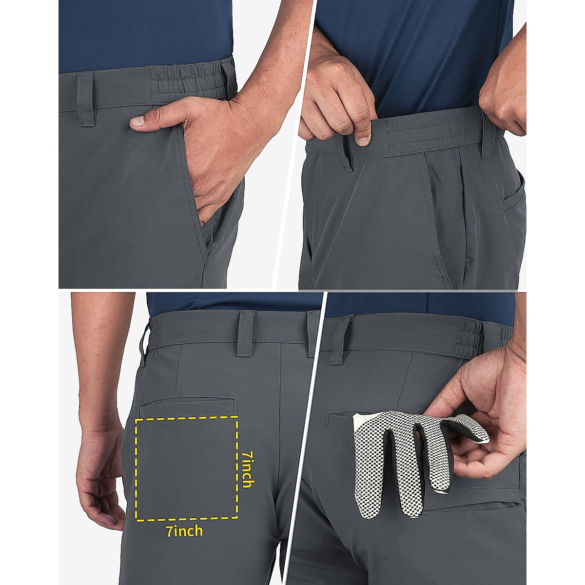 33,000ft Men's Golf Shorts 9" Dry Fit Stretch Golf Short UPF 50+ Lightweight Flat Front Golf Shorts with Pockets Grey