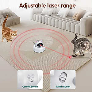 VIWIK 4 in 1 Cat Laser Toy Automatic, Interactive Cat Toys for Indoor Cats, Hide and Seek Kitten Wand Toy, USB Rechargeable Electronic Toys with Moving Feather, Cover for Bored Cats All Breeds