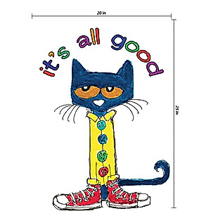Kids Bedroom Nursery Pete The Cat Decal Home Art Picture Book Cat Design Vinyl Wall Decal | 20" x 25" Adhesive Living Room Cartoon Cat Character Decor Vinyl Wall Decoration Sticker