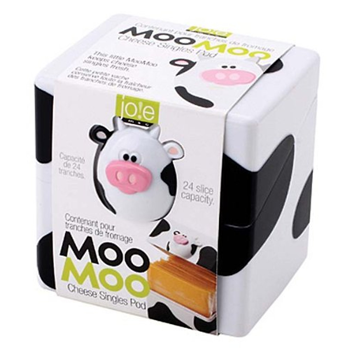 Joie Kitchen Moo Cow Sliced Cheese Container for Fridge | Fun Cheese Vault Keeps Cheese Fresh and Delicious