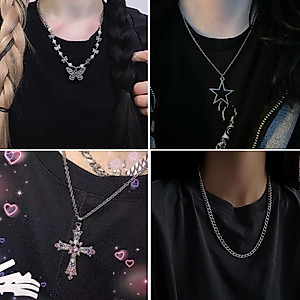 LIRUNQIN Y2k Accessories Goth Grunge Y2k Star Indie Butterfly Boho Cross Pendent Y2k Jewelry for Women Men