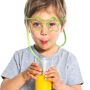 8 Pieces Silly Straw Glasses Star Straws Eyeglasses Fun Star Straws Novelty Drinking Eyeglasses Straw for Kids Annual Meeting, Birthday, Classroom Activities, 4 Colors
