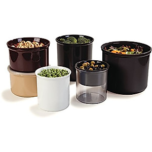 Carlisle FoodService Products Round Storage Container with Lid, 2.7 Quart Crock, Brown
