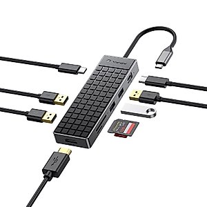 Yottamaster USB C Hub Hdmi Adapter, 9 in 1 USB C Hub Multiport Adapter with HDMI, USB A 3.0, USB C 3.0, SD/TF Card Reader, 100W PD, Compatible with Type C Laptop Devices