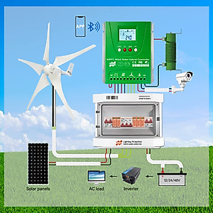 Mars Rock 2000w Regulator Max Wind 1000w Max Pv 1000w Mppt Wind Solar Hybrid Controller Bluetooth Android App