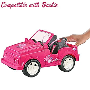 Pink Convertible Doll Car, Cruiser Sport Utility Vehicle Toy Car with Rolling Wheels, 2 Seats, Pretend Play Gift for 3 to 7 Year Old Girls (Compatible with Barbie)
