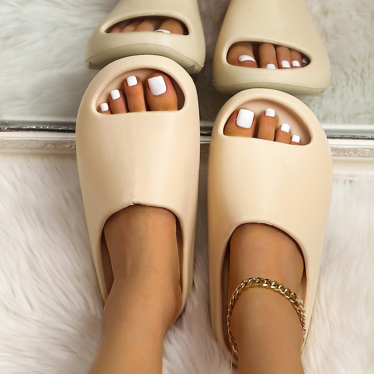 Unisex Pillow Slippers Slides for Women and Men, EVA Comfort Super Soft Quick Drying Rubber Shower Cloud Slides, Lightweight Spa Massage Summer Sandals for Adult Couples Indoor and Outdoor