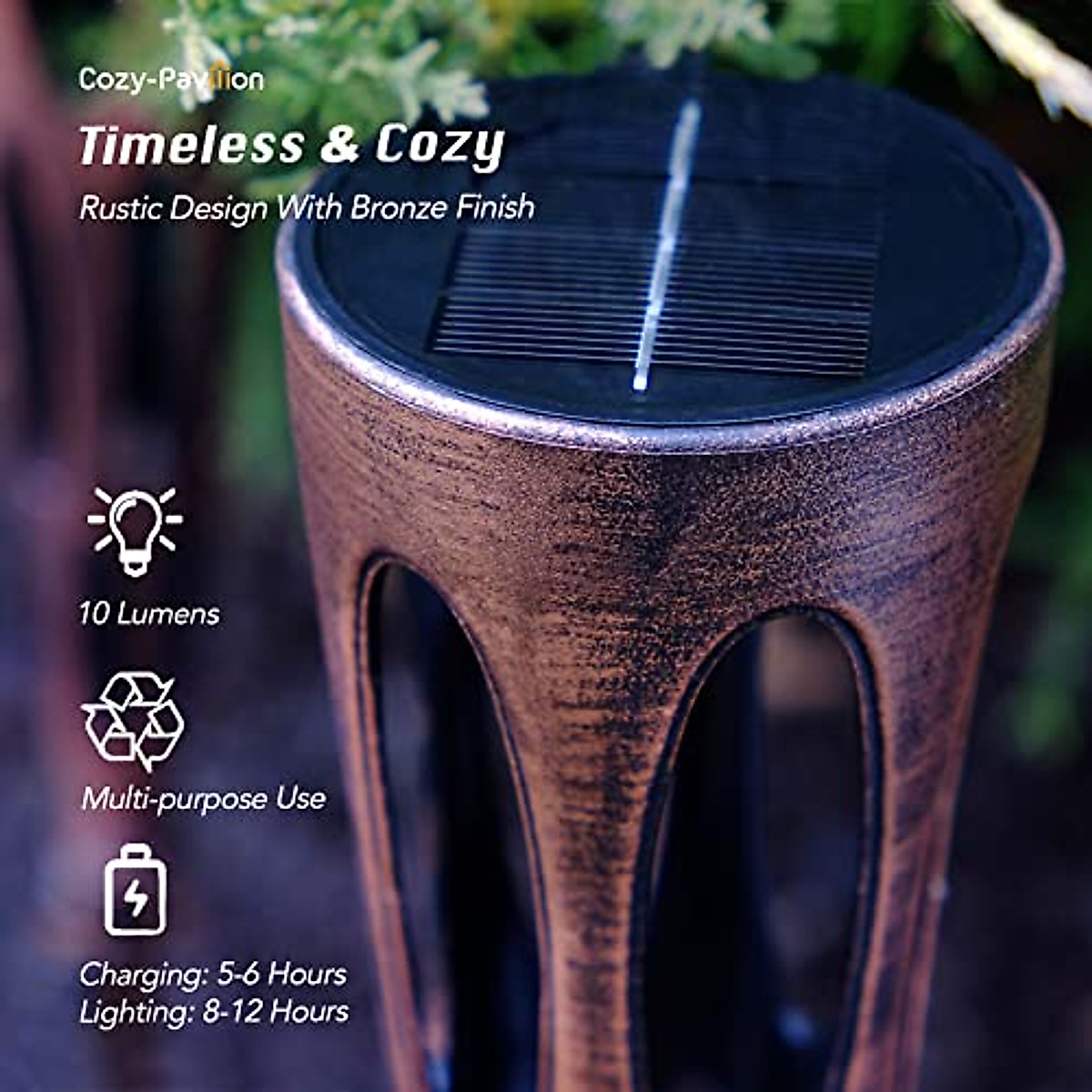 COZY-PAVILION Pathway Lights Solar Powered Waterproof Garden Stakes Outdoor Decorative Landscape Lighting Ground Stakes for Yard, Patio, Driveway, Path, Walkway (Bronze)