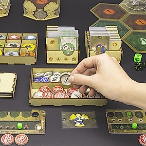 SMONEX Organizer Box Compatible with Fallout New California Board Game and Fallout Atomic Bonds Expansions - Insert Fits The Original Box - Board Game Organizer with Engraved Design