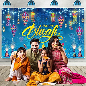 Happy Diwali Backdrop Banner Decorations 73*43 Inch Happy Diwali Banner Rangoli Lantern Photography Deepavali Photography Background for Outdoor Home Indian Festival of Lights Party Supplies(Vibrant)