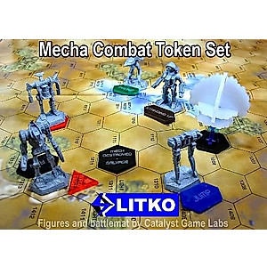 LITKO Mecha Combat Token Set Compatible with Battletech Classic, Multi-Color | Core Breach | Torso Twist | Shut DOwn | Destroyed