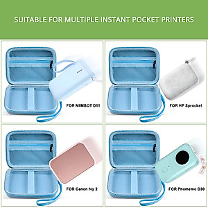 Case Compatible with NIIMBOT D11 Label Printer，Carrying Bag Storage Holder for Mini Smart Label Maker Label Printer Machine and Paper (Blue)