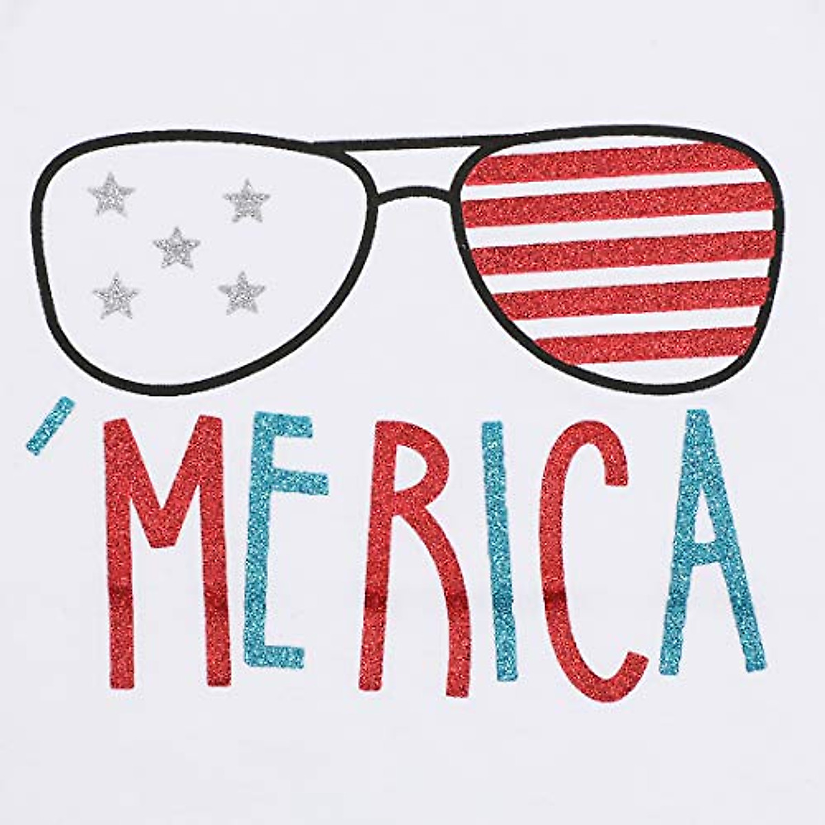 UNIQUEONE 3Pcs Baby Girls Merica Flag Stars Print Romper Bodysuit Sequins Shorts+Headbands Sets