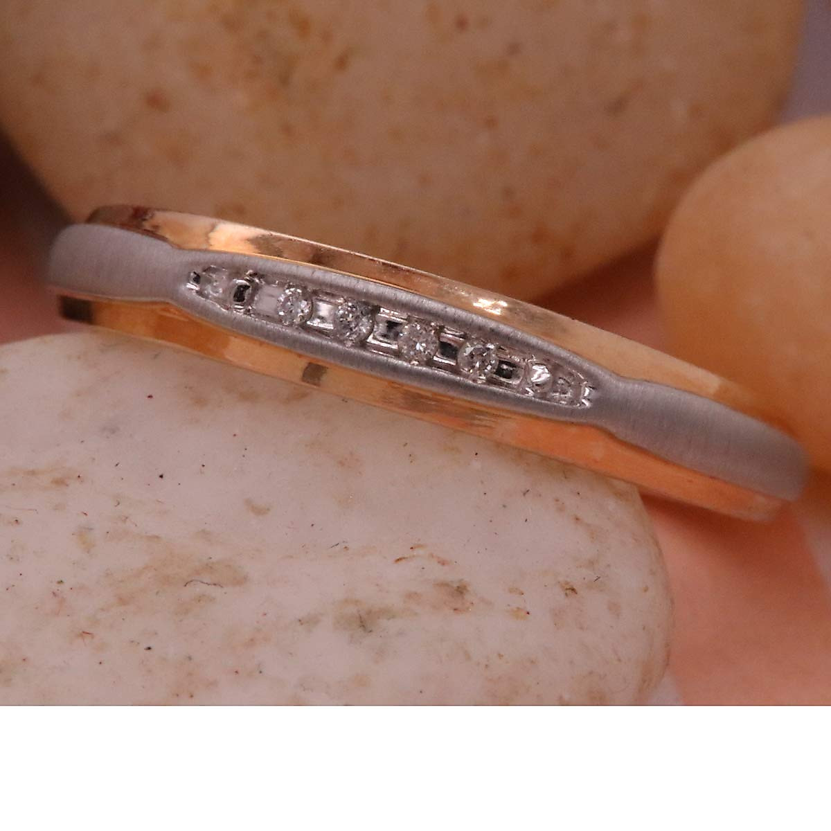 Dazzlingrock Collection 0.02 Carat (ctw) Two-Tone Round White Diamond 5 Stone Wedding Band for Women in 10K White & Yellow Gold, Size 4.5