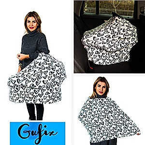 Gufix Infant Car Seat Cover, The Stretchy Nursing Scarf, Car Seat Canopy, Shopping Cart Cover and High Chair Cover That Protects Babies and Breastfeeding Mothers. The 8-in-1 Multiuse Cover for Babies