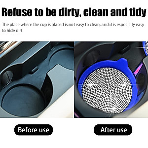 zipelo Bling Car Cup Coaster, 2 Pack Universal Vehicle Anti-Slip Cup Holder Insert Coasters, Crystal Rhinestone Silicone Shockproof Drink Mat, Car Interior Accessories (Blue/White Crystal)