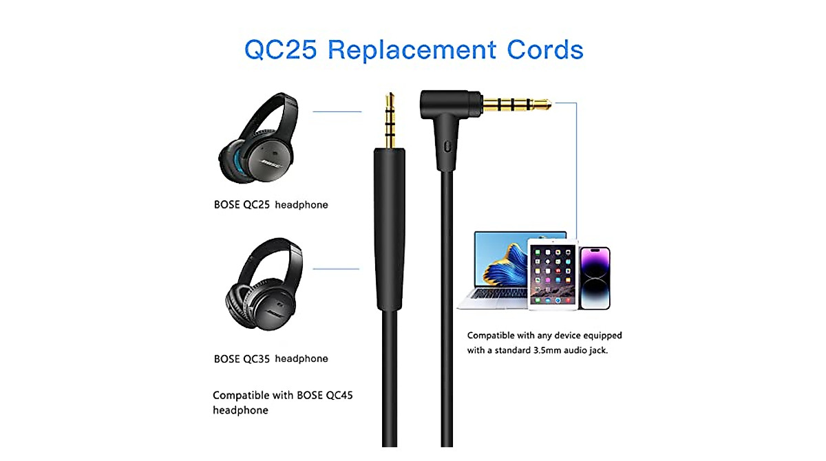 BINGLE Replacement Cord for Bose QC25 & QC35 Headphones
