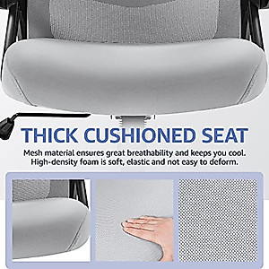 Yaheetech Executive Office Chair Ergonomic Desk Chair High Back Mesh Computer Chair with Lumbar Support Adjustable Armrest, Backrest and Headrest Swivel Chair for Manager Conference Room,Light Gray