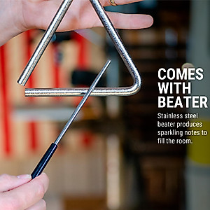 TreeWorks Chimes TRE-HS06 Made in USA Solid Steel 6" Studio-Grade Triangle with Beater and Holder (VIDEO)