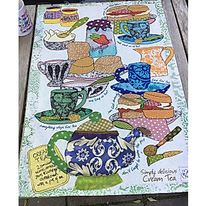 MollyMac | British Cream Tea Dish Towel | Decorative Bar Towel | Soft Absorbent Dish Cloth | Kitchen Decor | Gift for Dinner Party Birthday New Home | Made in UK | 28”x18” 100% Cotton Tea Towel