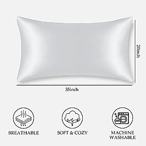 Satin Pillowcase, DIGHEIGG Silk Pillowcase for Hair and Skin, Pillow Cases for Sleeping Set of 2 with Envelope Closure (Silver Grey, 20 ×30 inches)