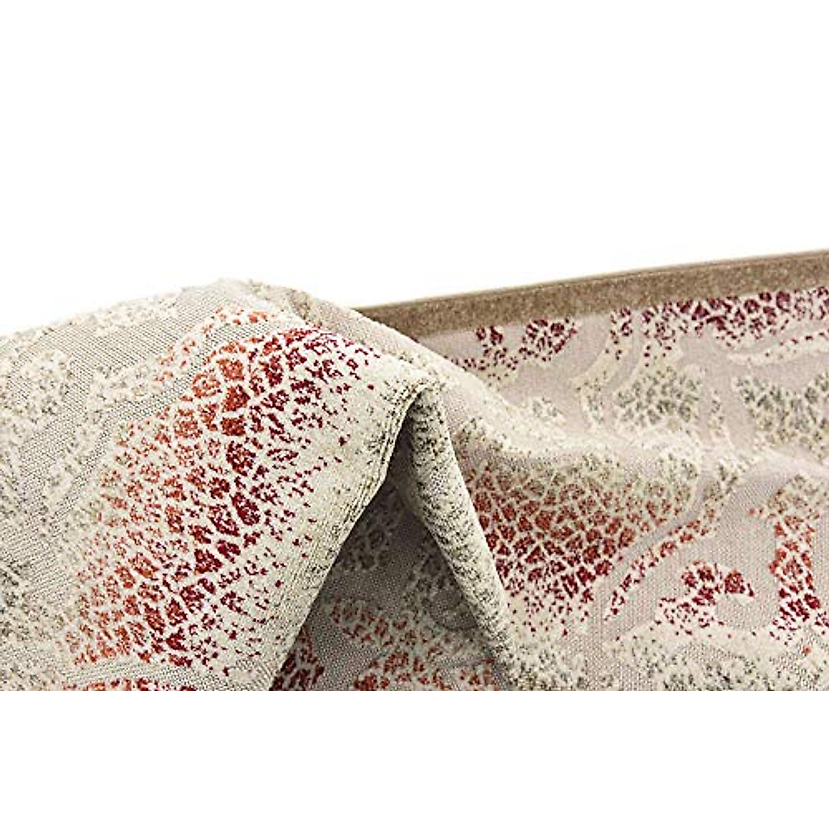 Unique Loom Modern Collection Distressed, High-Low Pile, Abstract, Vintage, Indoor and Outdoor Area Rug, 6 ft x 9 ft, Beige/Light Brown