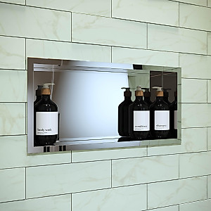 Swiss Madison Well Made Forever Voltaire 12” x 24” Stainless Steel Single Shelf Wall Niche in Polished Chrome