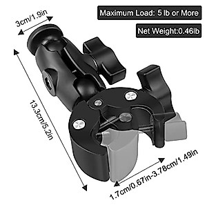 Taisioner Super Camera Clamp Mount Double Socket Arm 1/4"-20 Ball Head Adapter for GoPro AKASO DJI Action Insta360 or DSLR Digital Camera Monitor/LED Lights/Ronin-M/Ronin MX/Freefly MOVI