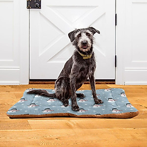 Coikll Christmas Happy Snowman Pet Bed Pad Soft Dog Bed Mat with Anti-Slip Bottom, Machine Washable Crate Pad Mattress for Dog Sleeping- 36 * 24inches