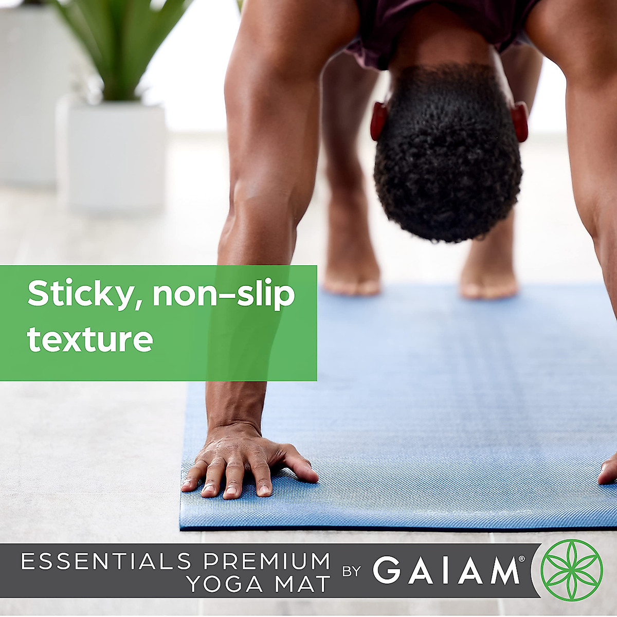 Gaiam Essentials Premium Yoga Mat with Yoga Mat Carrier Sling, Purple, 72 InchL x 24 InchW x 1/4 Inch Thick