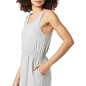 Amazon Essentials Women's Sleeveless Elastic Waist Summer Maxi Dress (Available in Plus Size), Light Grey Heather, X-Large