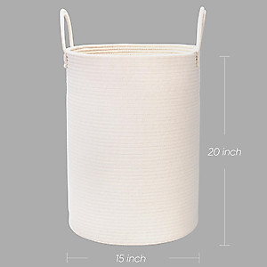 HuggableZest Large Hamper Storage Basket - Comprehensive Storage for Blankets, Toys, Books, Baby Gear, Laundry, Comforter Cushions, Pillows, Towels, Shoes, 15x15x20 inch,Tall, Off White