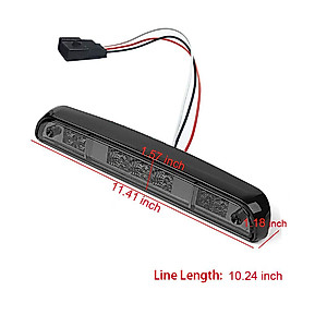 LED Rear Stop 3rd Brake Light Replacement For Ford F150 1994-1996/ F250 F350 1994-1997/ Bronco 1992-1996, Smoked Lens Tail Brake Light Cargo Lamp with Gasket