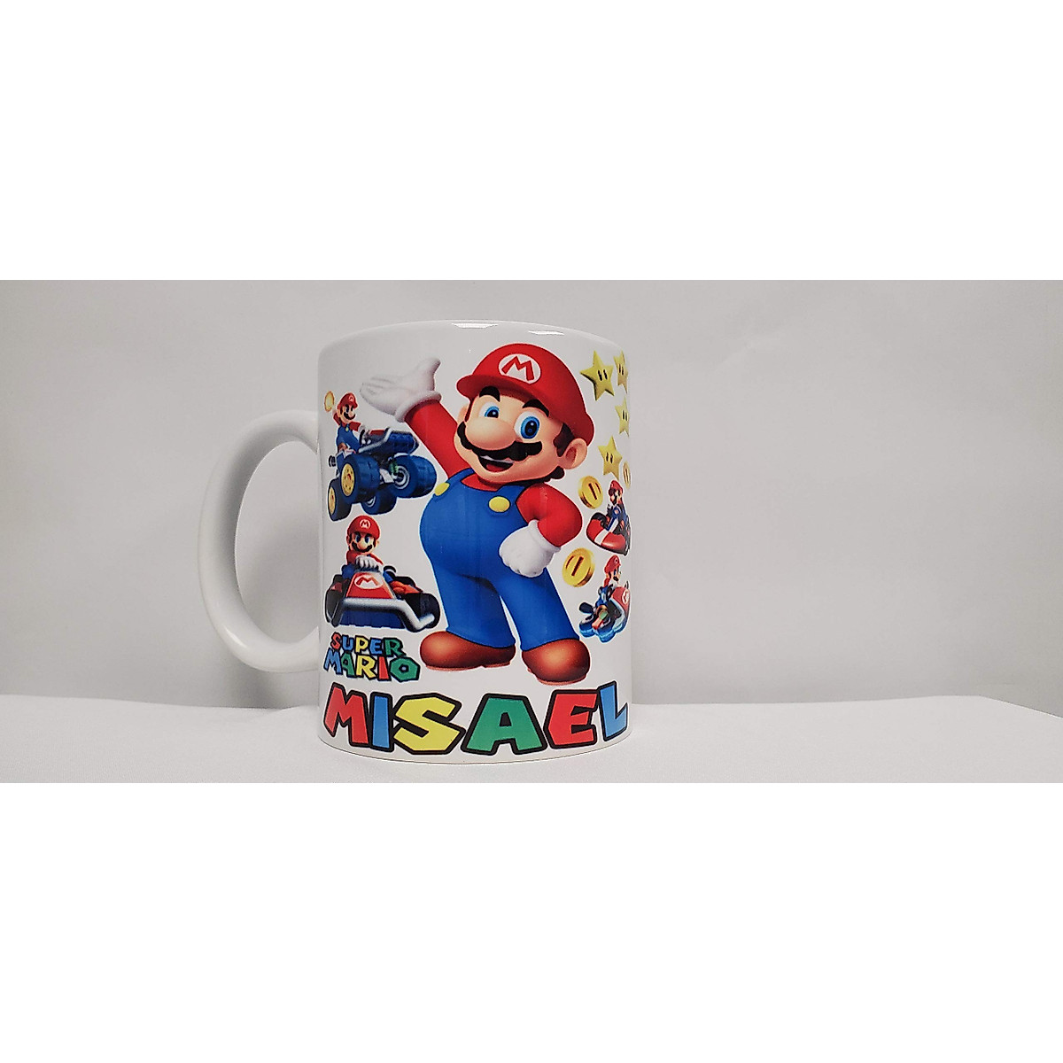 Personalize your Mario Bros chocolate or coffee ceramic mug, Mario gift mugs, gamer mug, put your name or text for front and back, use with left or right hand.Tazas personalizadas.
