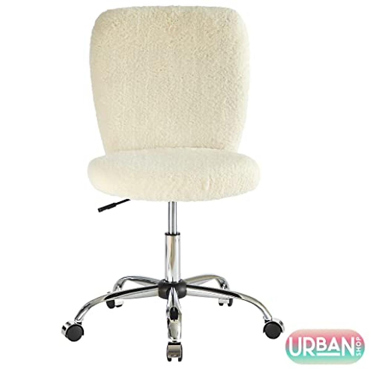 Urban Lifestyle Mongolian Faux Fur Task Chair, Adjustable, 28D x 19W x 34H in For Office, Ivory