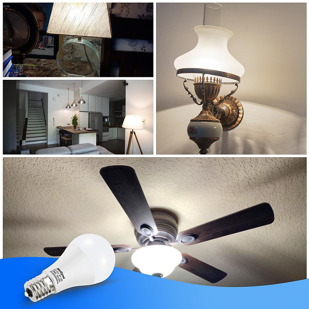 Heifymi E17 Intermediate Base 5W LED Bulb, 40 Watts Equivalent, Neutral/Natural White 4000K, 500 Lumens, AC120 Volts, LED Replacement for Chandelier Ceiling Fan Lights Bulbs, Non-dimmable(4 Pack)