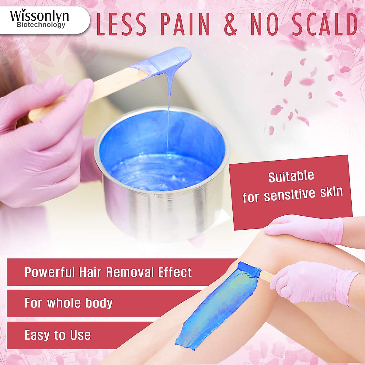 Wax Beads for Hair Removal, Wissonlyn 6 Pack of Hard Wax Beans, 1.3lb/21.2oz for Brazilian Waxing Sensitive Skin Bikini Face Eyebrow Back Chest Legs Body, At Home Waxing Beads 10 Applicator